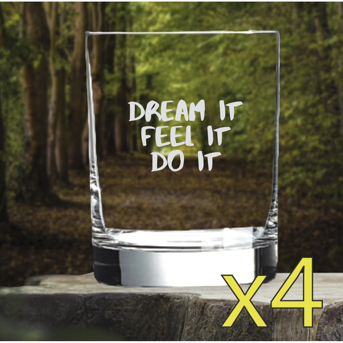Dream It Whiskey Glasses x4 Double 14 Oz Premium Old Fashioned Do It W ...